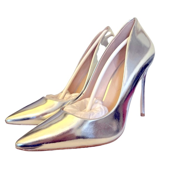 Aldo | Shoes | Silver Metallic Leather Stiletto Heels Aldo Stessy ...